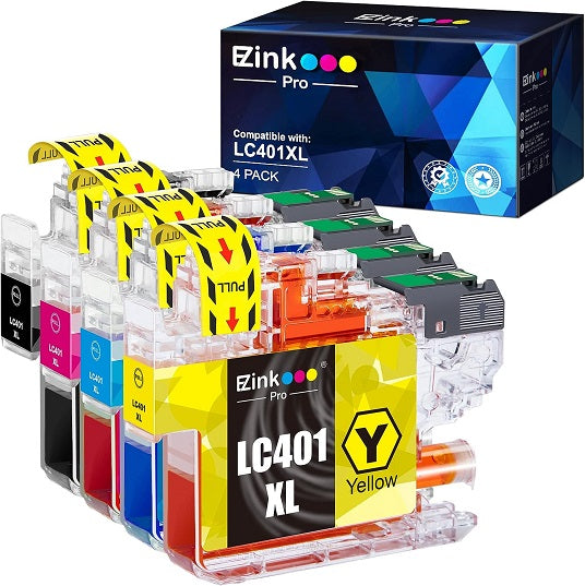 Brother LC401XL LC 401 XL Compatible Ink Cartridge (4 Pack) | E-Z Ink