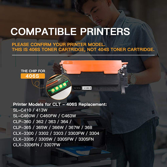 Samsung 406 406S Compatible Toner Cartridge (4 Pack) | E-Z Ink