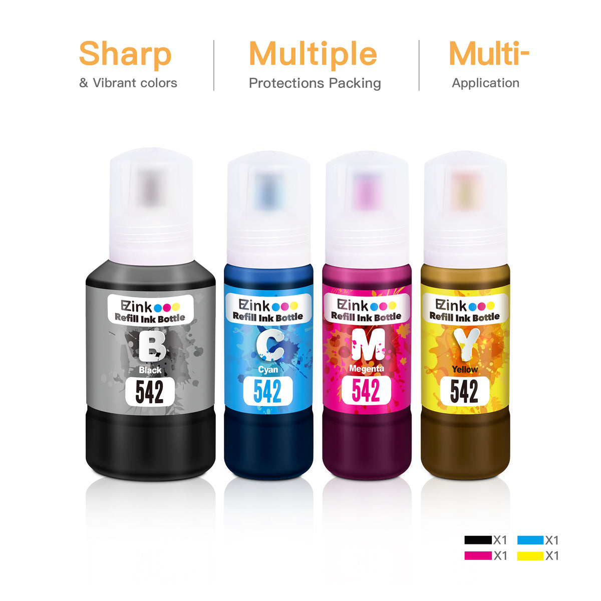 Epson 542 T542 Compatible Ink Bottle Replacement (4 Pack) | E-Z Ink