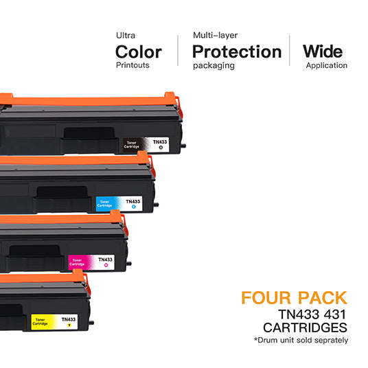 Brother TN433 TN431 Compatible Toner Cartridge (4 Pack) | E-Z Ink